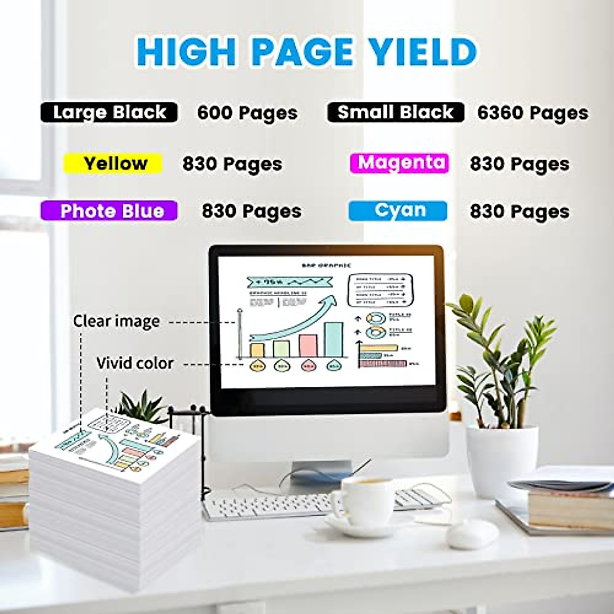 BINKSYLER 280 281 XXL Ink Cartridges Replacement for Canon PGI-280XXL CLI-281XXL PGI 280 CLI 281 XXL Work for Canon Pixma TS8320 TS9120 TS8120 TS8220 TS8222 (PGBK/BK/Photo Blue/C/M/Y) 6 Pack