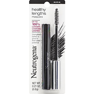 Neutrogena Healthy Lengths Mascara for Stronger, Longer Lashes, Clump-, Smudge- and Flake-Free Mascara with Olive Oil, Vitamin E and Rice Protein, Black 02,.21 oz