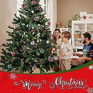 pyntop 30 PCS Christmas Balls Ornaments, 2.36'' Red Green White Christmas Balls, Shatterproof Xmas Balls Decoration for Christmas Tree, Painting & Glittering Christmas Hanging Ball for Party Event