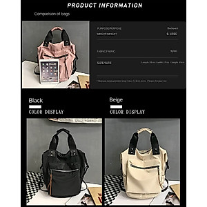 HACODAN Harajuku Grunge Aesthetic Backpack Tote Bag, Women Men Girls Schoolbag Large Back to School (beige)