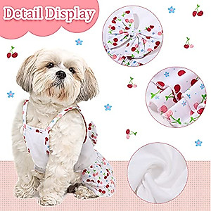 2 Pieces Puppy Dress Cute Tutu Princess Pet Dress Floral Design Puppy Dresses with Bowtie for Girl Small Dogs (XS)