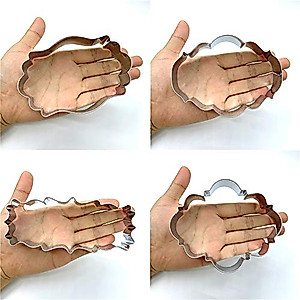 LILIAO Plaque Cookie Cutter Set Frame Fondant Biscuit Cutters for Wedding - 4 Piece - Stainless Steel