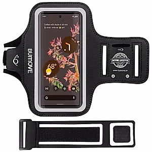 Pixel 8/8 Pro/7/7 Pro/5a Armband, BUMOVE Gym Running Workouts Sports Phone Arm Band for Google Pixel 7, 7 Pro, 6, 6 Pro, 5a with Card Holder (Black)