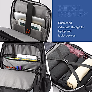 STOVER Laptop Travel Backpack Carry On, Fits 15.6 Inch Notebook with Luggage Compartment, Reflector for Safe, Backpack for Casual Use, Business Women and Men (Black)