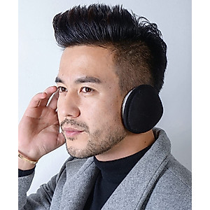 Caistre Winter Warm Outdoor Earmuffs, Foldable Ear Warmers Knit Furry Fleece Ear Muffs for Women Men