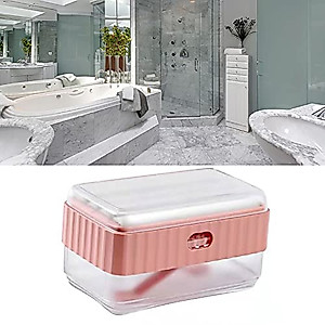 MOUMOUTEN Soap Holder, Travel Soap Case Box, Decorative Soap Case Storage Drainage Tray Dish for Bathroom(Pink)