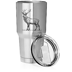 Smooth Body Tumbler Stainless Steel Vacuum Insulated Travel Mug Cup Gift Elk (Stainless Steel, 30 oz)