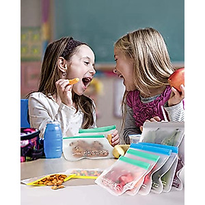 20 Pack Reusable Food Storage Bags and 1 Silicone Bag Drying Rack, Reusable Freezer Bags Assorted Sizes(5 Snack Bags+5 Sandwich Bags+5 Quart Bags+5 Gallon Bags) for Fruits Meat and Veggies