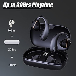 Loluka Open Ear Air Conduction Wireless Ear Clip Headphones Bluetooth Earbuds 10Hrs Playtime with LED Power Display True Wireless Earbuds Stereo HiFi Music IPX4 Waterproof
