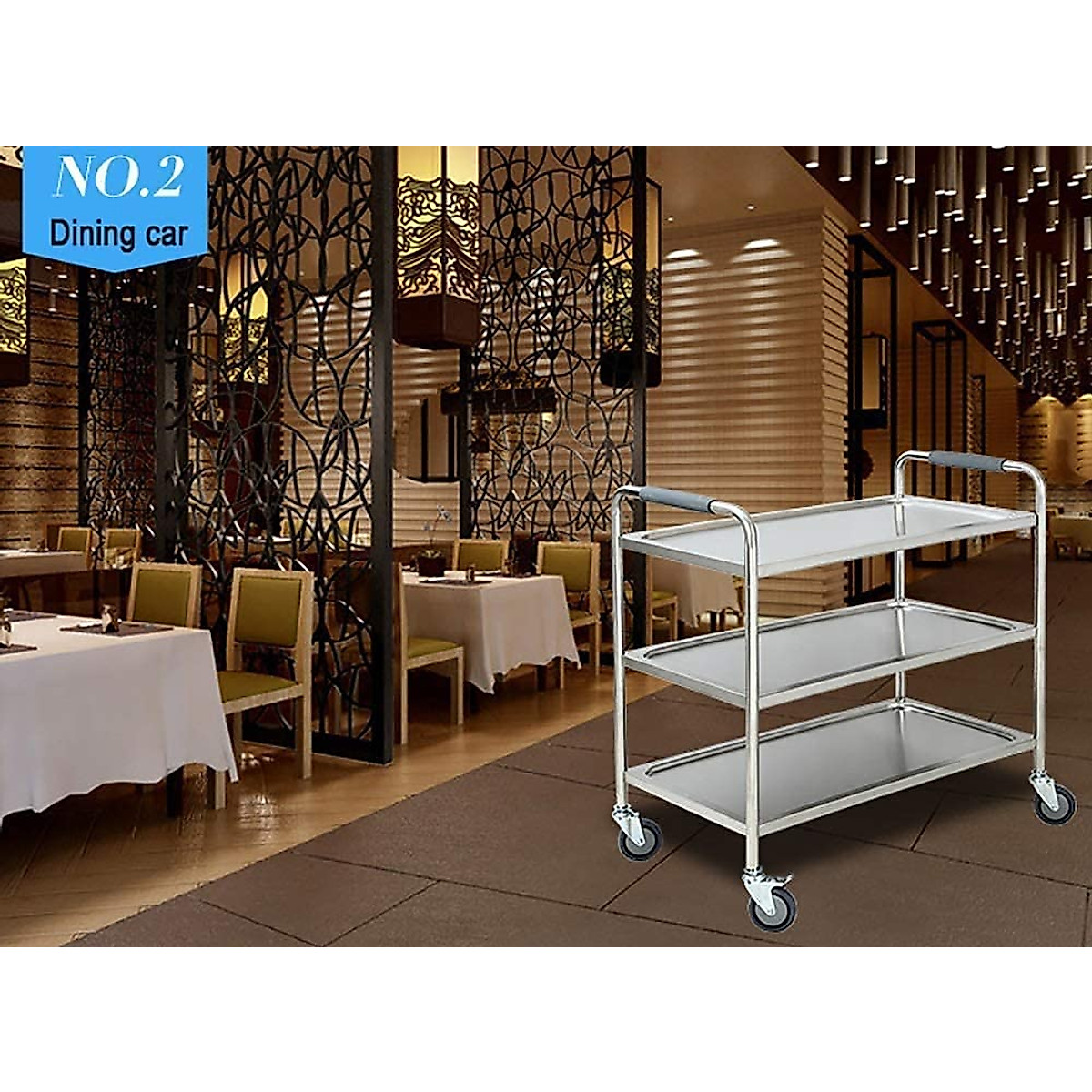 Medical Cart Household Utility Carts Trolley, Lab Cart Trolley On Wheels Tool 3 Tier Medical Equipment Cart with Brake Universal Wheel Hotel Dining Cart Beauty Salon SPA Rolling Trolley 90cm Hieght