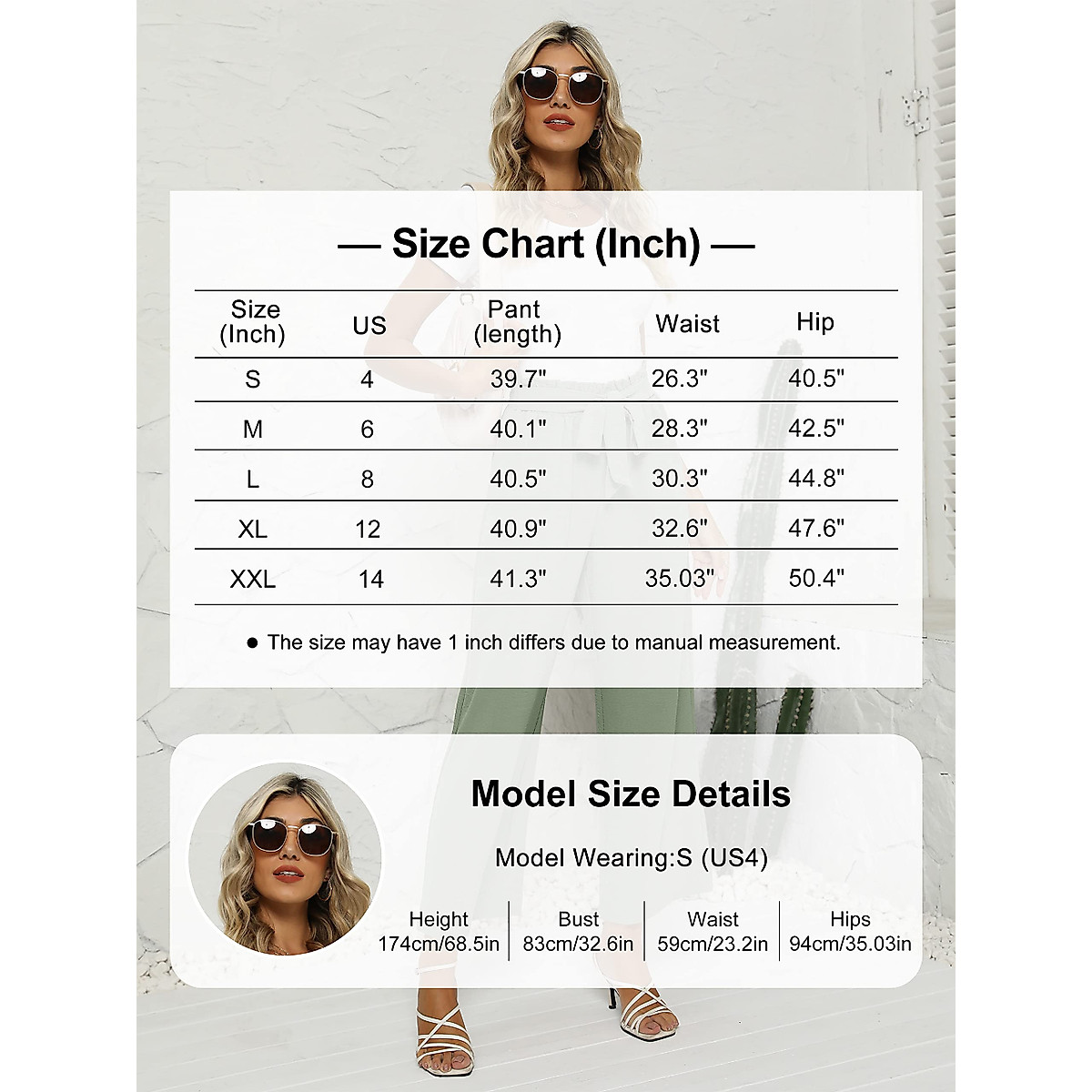 Sucolan Green Pants for Women Dressy Casual Wide Leg Pants High Waisted Business Work Pants Adjustable Tie Knot Loose Beach Flowy Palazzo Pants Sage Green L
