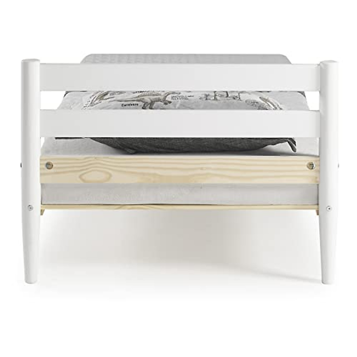 Camaflexi Mid-Century Modern Platform Bed/Solid Wood/Slat Headboard/Mattress Foundation of 10 Wood Slats - No Box Spring Needed/Easy Assembly, Mult. Colors, Twin (White)