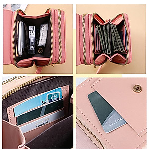 Cooking Coll Anti-Theft Leather Bag,Small Crossbody Cell Phone Purse Wallet for Women,Touchscreen with Shoulder Strap,RFID Blocking Messenger Handbag Credit Card Slots, Dark Pink