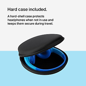 Belkin SoundForm Mini - Wireless Bluetooth Headphones for Kids with 30H Battery Life, 85dB Safe Volume Limit, Built-in Microphone - Kids On-Ear Earphones for iPhone, iPad, & More - Blue w/ Case