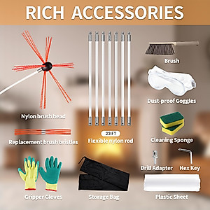 Bluesea 23 Feet Chimney Sweep Kit, Ergonomic Chimney Cleaning Kit, Extends Up to 23 Feet, Chimney Cleaner, Chimney Cleaning Tools, Chimney Cleaning System with Strong Brush, 7 Flexible Chimney Rods