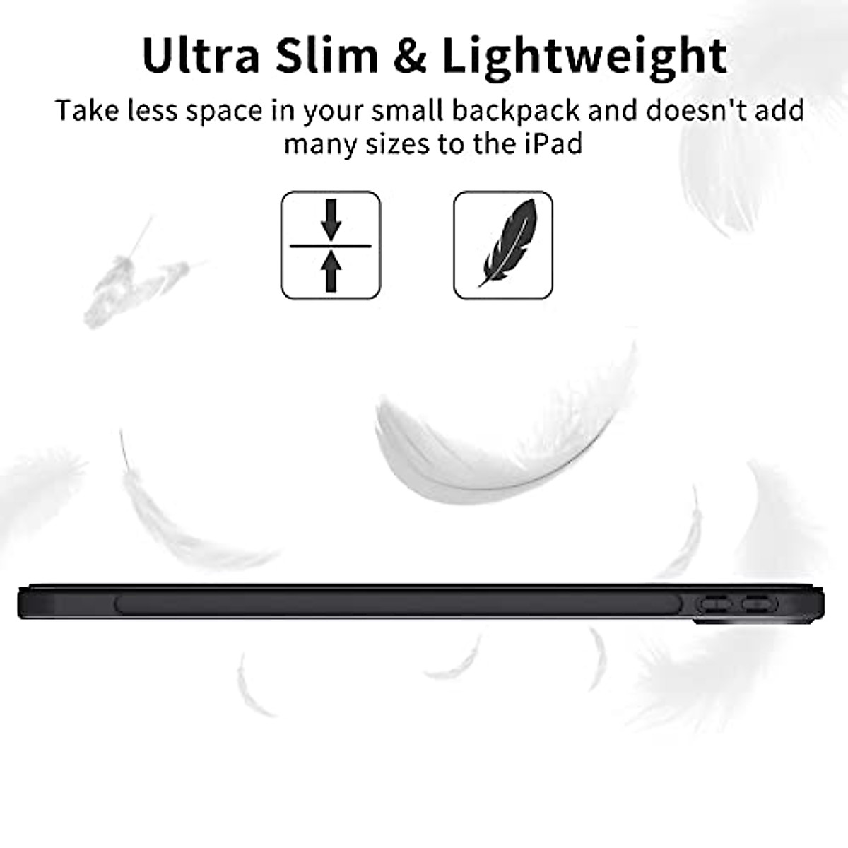 ProtUTab iPad Air 5th Generation Case 2022 / iPad Air 4 th Generation Case 2020 10.9-inch, Auto Wake&Sleep Slim Trifold Stand TPU Back iPad Air Case, Lightweight iPad Air 5th Gen Case, Black