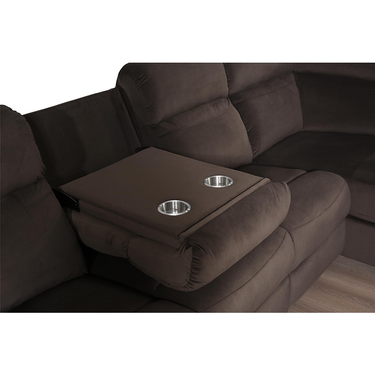 Legend Vansen 111.4''Recliner Storage Upholstery Sofa Couchs Sectional, Brown