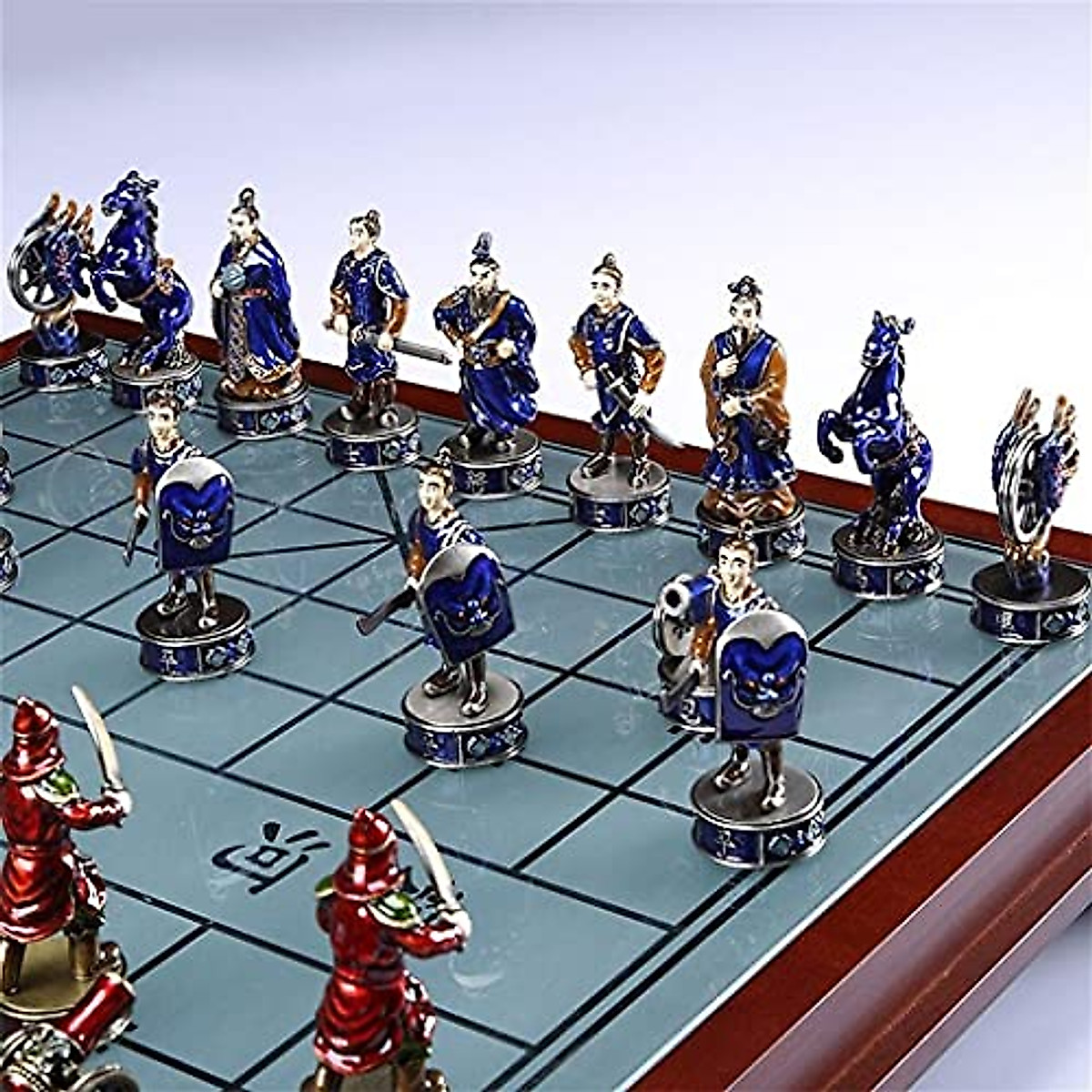 THPT Chess Chinese Creative Three-Dimensional Figure Solid Wood Ornaments Enamel Color Chess Board Parent-Child Set Gift Board Games (Color : White,Transparent,Brown)
