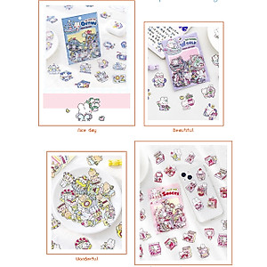 TANG QIRA Kawaii Stickers Set(4 Pack),Cute Stickers Cartoon Bunny Decoration Waterproof Stickers for Water Bottle Scrapbook Planners Gift Packing Scrapbooking Album Planner Journal Arts DIY Craft