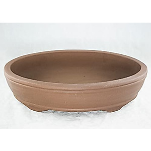 Calibonsai Oval Yixing Zisha Bonsai/Succulent Pot + Mesh 16 inch x 13 inch x 3.75 inch - Brown