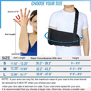 TODDOBRA Arm Sling Shoulder immobilizer for Shoulder Injury with Back Belt Men & Women Shoulder Immobilizer Left and Right Arm Lightweight Rotator Cuff Arm Support for Elbow Wrist Injury -(Size S)