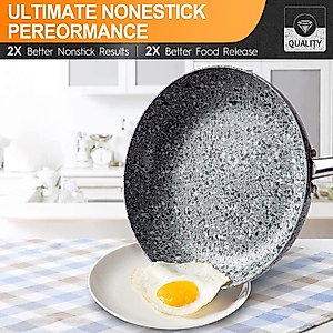 MICHELANGELO Saucepan Set with Lid, Nonstick 1Qt & 2Qt Nonstick Sauce Pan Set with Lid, Small Pot with Lid, Nonstick Granite Saucepan Set & Frying Pan Set with Lid 8"+10