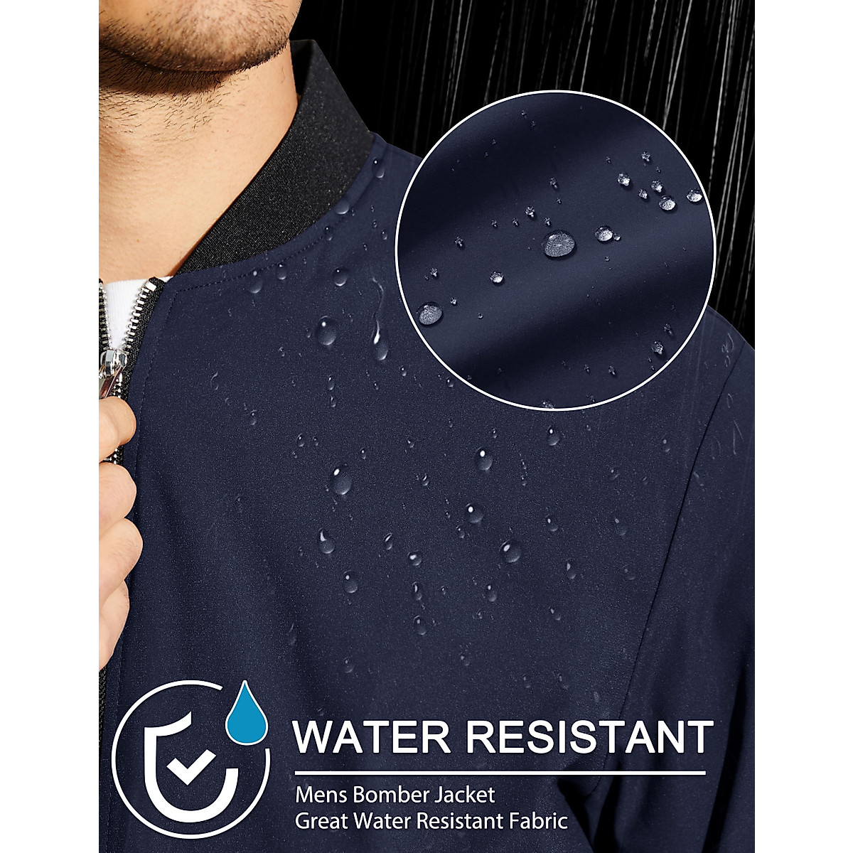 MAGCOMSEN Mens Lightweight Jackets Bomber Jacket Full Zip Light Windbreaker Casual Stylish Golf Jackets Navy 2XL