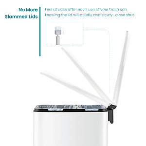 Home Zone Living 13 Gallon Kitchen Trash Can, Dual Removable Liners for Recycling and Trash, 50 Liter Slim Stainless Steel Shape (8 + 5 for 13 Gallons Total)