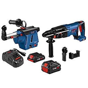 BOSCH GBH18V-26DK26GDE 18V EC Brushless SDS-plus Bulldog 1 In. Rotary Hammer Kit with Mobile Dust Extractor and (2) CORE18V Batteries