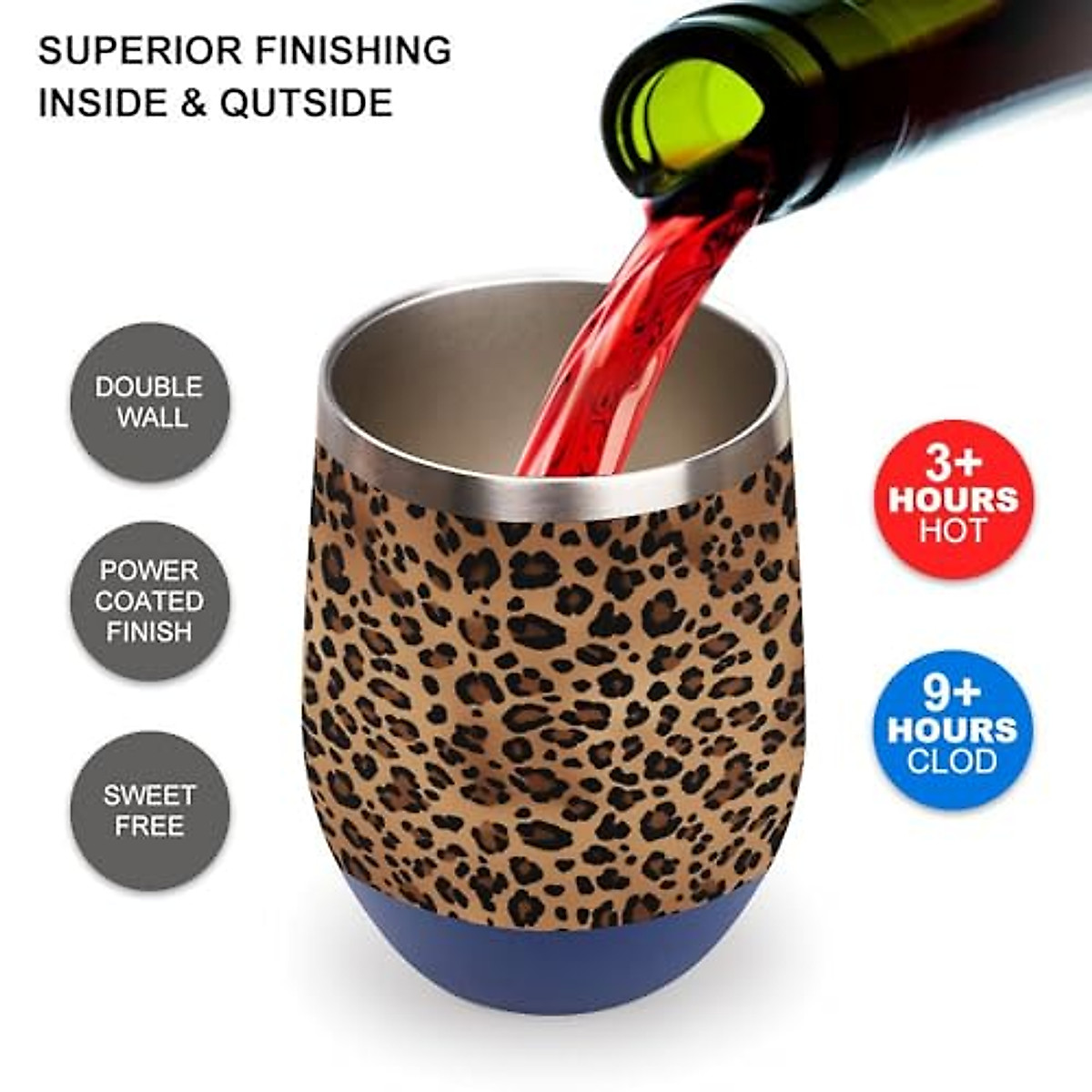 WYUSPGK 304 Stainless Steel Insulated Cup, Leopard Print Print Smooth Rim, Durable & Reusable - Perfect for Office, Home, And Travel