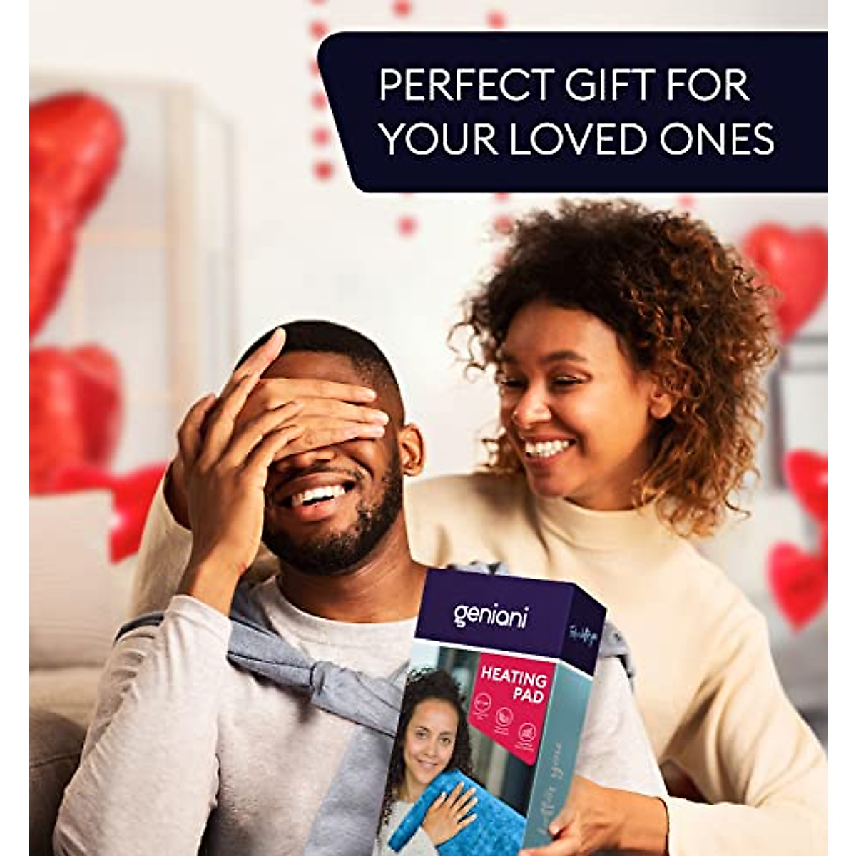 GENIANI XL Heating Pad for Back Pain & Menstrual Pain Relief, FSA HSA Eligible, Auto Shut Off, Machine Washable, Moist Heat Pad for Neck and Shoulder, Heat Patch for Cramps Relief, Aqua Blue 12'‘×24’’