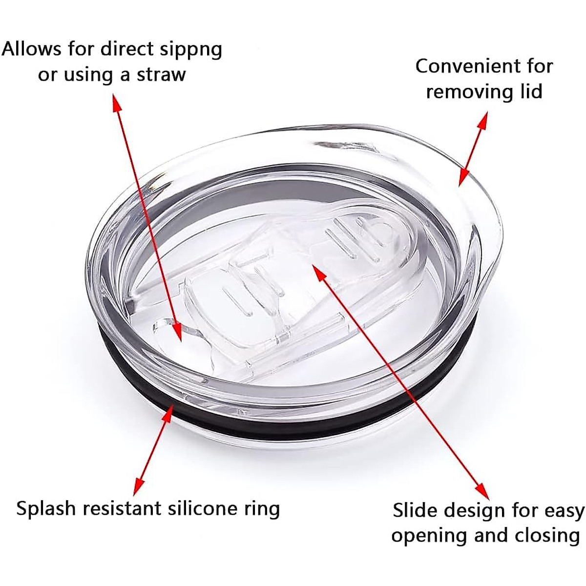 20oz Skinny Tumbler Replacement Lids, 2.75in Cup Mouth Compatible with YETI Rambler and More Tumbler Cups，Spill Proof Splash Resistant Silicone Sliding Covers.
