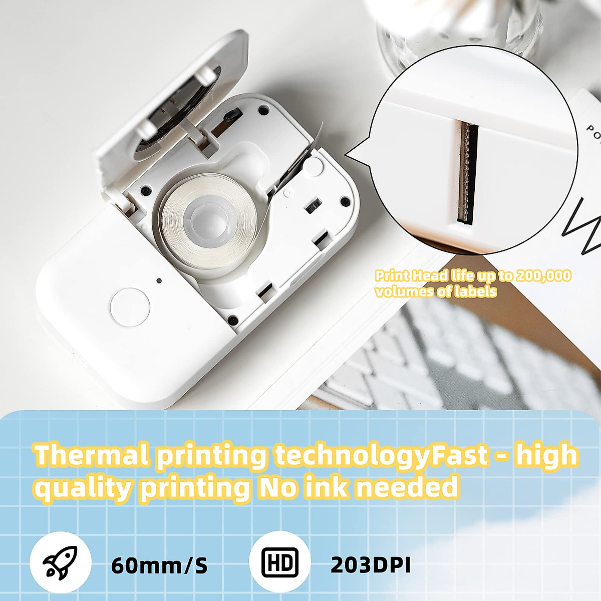 Phomemo Label Maker Machine with Tape, D30 Bluetooth Thermal Mini Label Printer for Organizing Storage, Office Supplies,Barcode,Mailing,Home Storage,Small Portable Sticker Maker, White