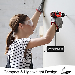 GardenJoy Cordless Power Drill Set: 12V Electric Drill with Battery and Charger, 65pcs Acessories, 3/8"Keyless Chuck, 2 Variable Speed, 24+1 Position, Compact Drill Driver Kit for Home & DIY Project