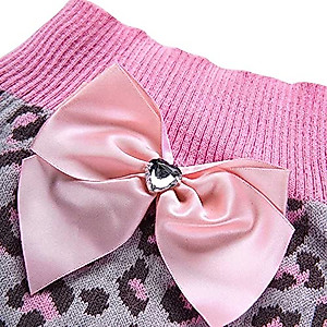 Christmas Outfit for Dogs Female Pet Winter Sweater Clothes Pink Dog Cute Bowknot Puppy Puppy Leopard Pet Clothes