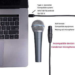 PUSOKEI USB C to XLR Female Cable, HiFi USB C Microphone Cable, Microphone Recording Line Built in D/A Conversion Chip for Windows OS X, Plug and Play()