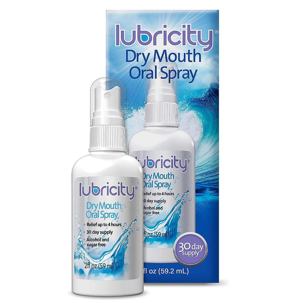 Lubricity Dry Mouth Oral Spray for Symptomatic Relief of Dry Mouth, Flavorless - 2 oz, 30 Day Supply