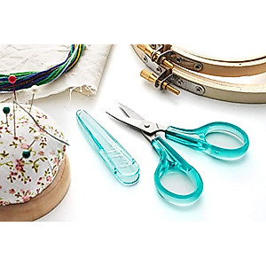 Beaditive Detail Craft Scissors Set (2 Pc.) Curved and Straight, Sharp, Compact | Sewing, Embroidery, Paper Cutting, Crafting | Stainless Steel | Protective Cover