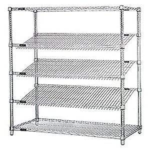 Quantum Storage Systems 1836SL6C 5-Tier Stationary Wire Shelving Unit with 3 Slanted Shelves, Chrome Finish, 400 lb. load capacity, 36" W x 18" L x 63" H