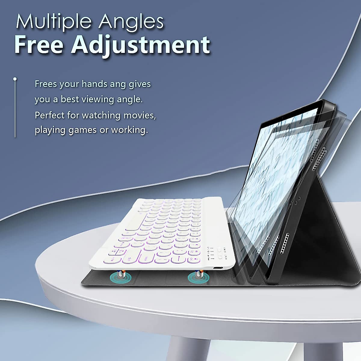 Wineecy Backlit Keyboard Case for Samsung Galaxy Tab A 10.1" 2019, 7 Colors Backlight Magnetically Detachable Wireless Keyboard & PU Folio Stand Cover Case for SM-T510, SM-T515, SM-T517 Tablet (Pink)