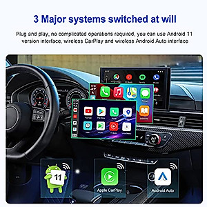 CarPlay AI Box Mini Android 11, Wireless 3-in-1 CarPlay Adapter, Watch YouTube and Netflix in Your Car, Wireless CarPlay and Android Auto, QCM2290, 3G+32G, for OEM Wired CarPlay Car