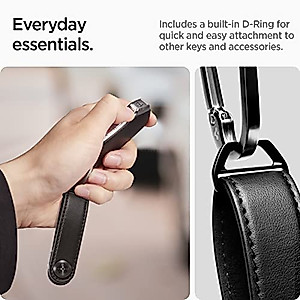 Spigen Valentinus Key Chain Key Holder Leather Key Organizer Minialist Compact Keyholder with Key Ring - Black
