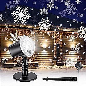 GAIATOP Christmas Projector Lights Outdoor, Christmas Snowflake Lights Projector Outdoor Indoor Weatherproof Wider Lighting Range Led Landscape Decorative Lighting for Christmas Decoration