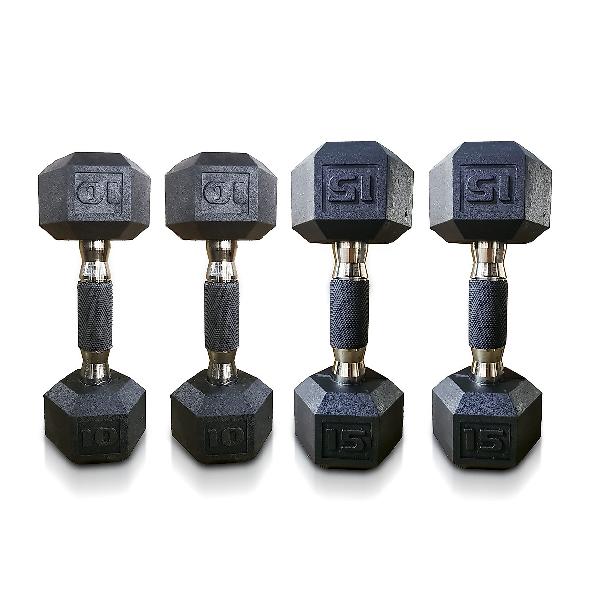 CAP Barbell 50 lbs Coated Dumbbell Set with Tinted Silver Handles, 10LBx2, 15lbx2