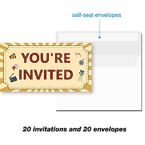 Soiceu Movie Ticket Birthday Party Invitations with Envelopes Set of 20 Movie Night Birthday Party Invites Fill in Blank