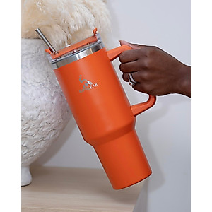 Du&Kha SIPSLEAK 40 Oz Tumbler with Handle and Straw – Stainless Steel Insulated Tumblers with 2 Lids, 2 Straws, Straw Brush – Portable and Reusable Coffee Tumbler Travel Coffee Mug Keeps Hot and Cold