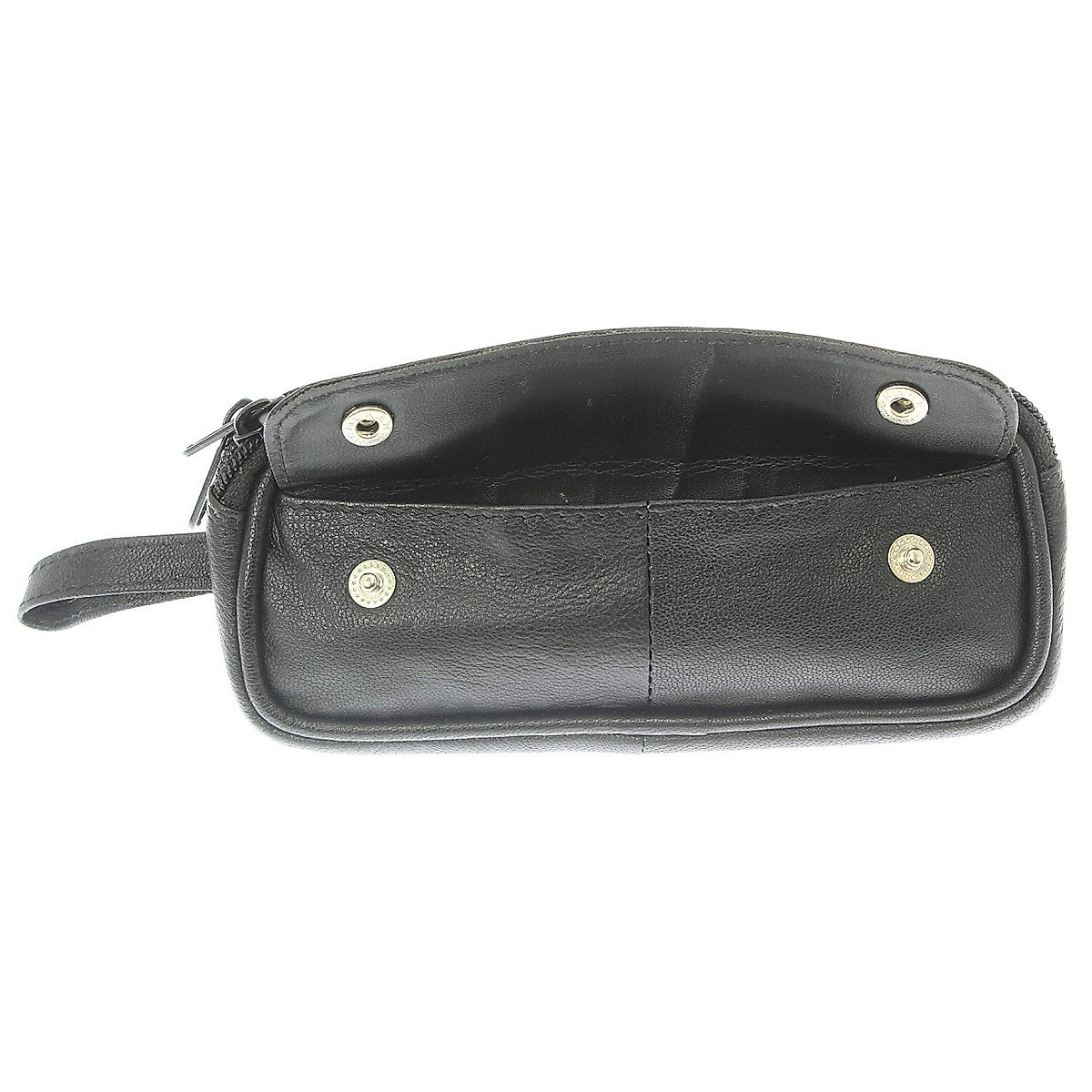 Soft Black Goat Leather Double Spectacle Glasses Case with Belt Loops/Key Ring Loop