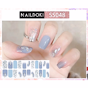 NAILDOKI Nail Stickers 6 Sheets x 22 Pieces Full Wraps Nail Polish Strips, Self-Adhesive Gel Nail Art Decals for Women Girls