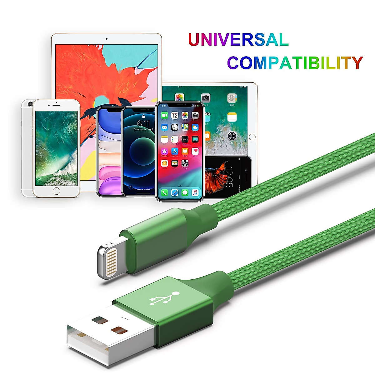 MUXA 6 Pack [Apple MFi Certified] 3/3/6/6/10/10 FT iPhone Charger Colorful Nylon Lightning Cable Compatible iPhone 13 mini/13/12/11 Pro Max/XS MAX/XR/XS/X/8/7/Plus/6S/6/SE/5S/iPad