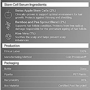 Act+Acre Cold Processed Apple Stem Cell Serum - Promotes Growth and Lessens Hair Loss - Soothes and Hydrates the Scalp - Sulphate and Paraben Free - Aloe Vera for Improved Scalp Health.